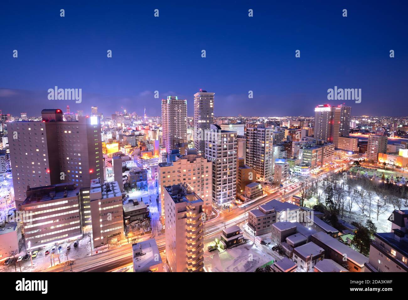 Sapporo, Hokkaido, Japan downtown city skyline at night Stock Photo - Alamy