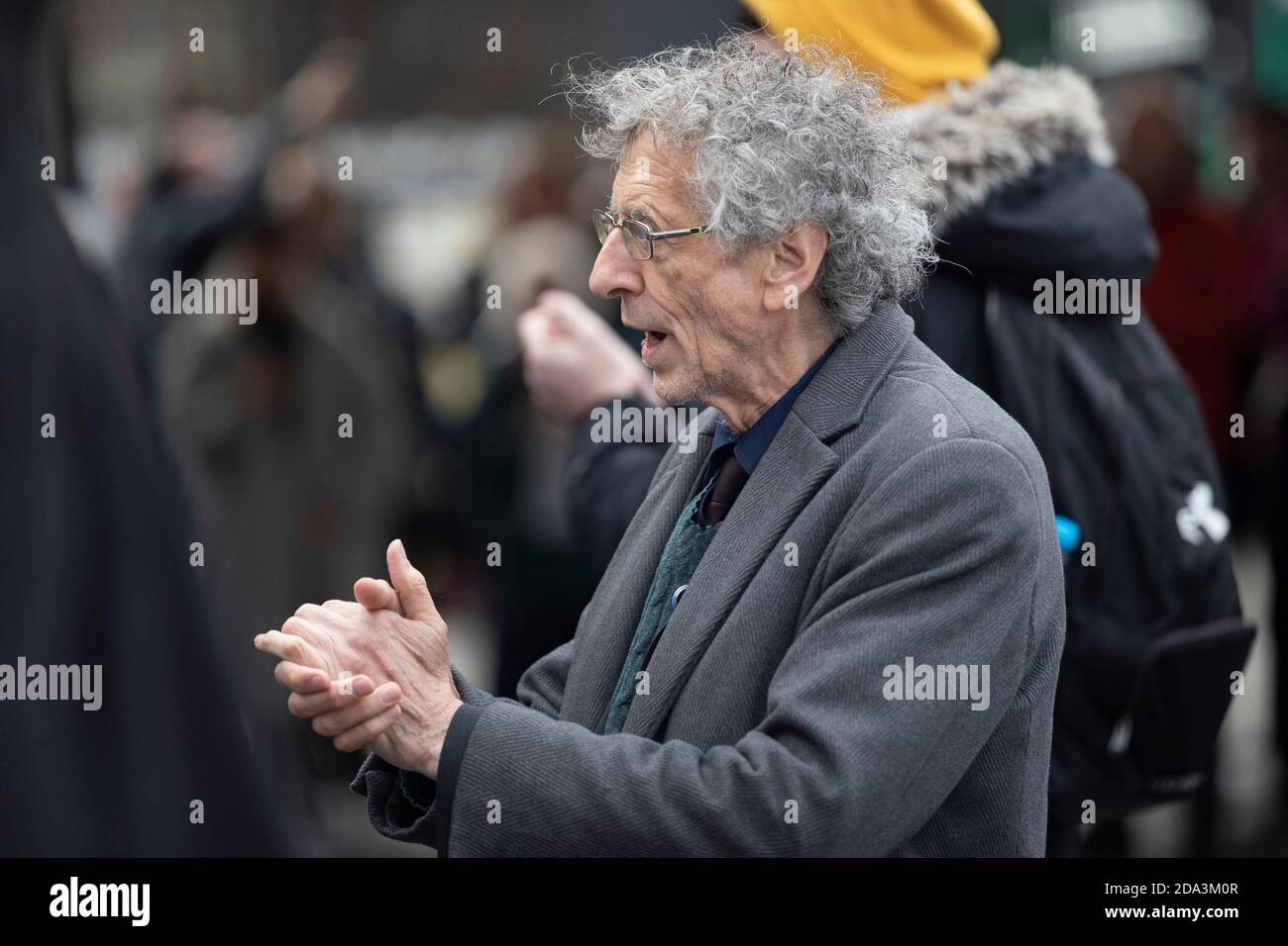 Piers Corbyn attends an anti-lockdown rally in Manchester's Piccadilly ...