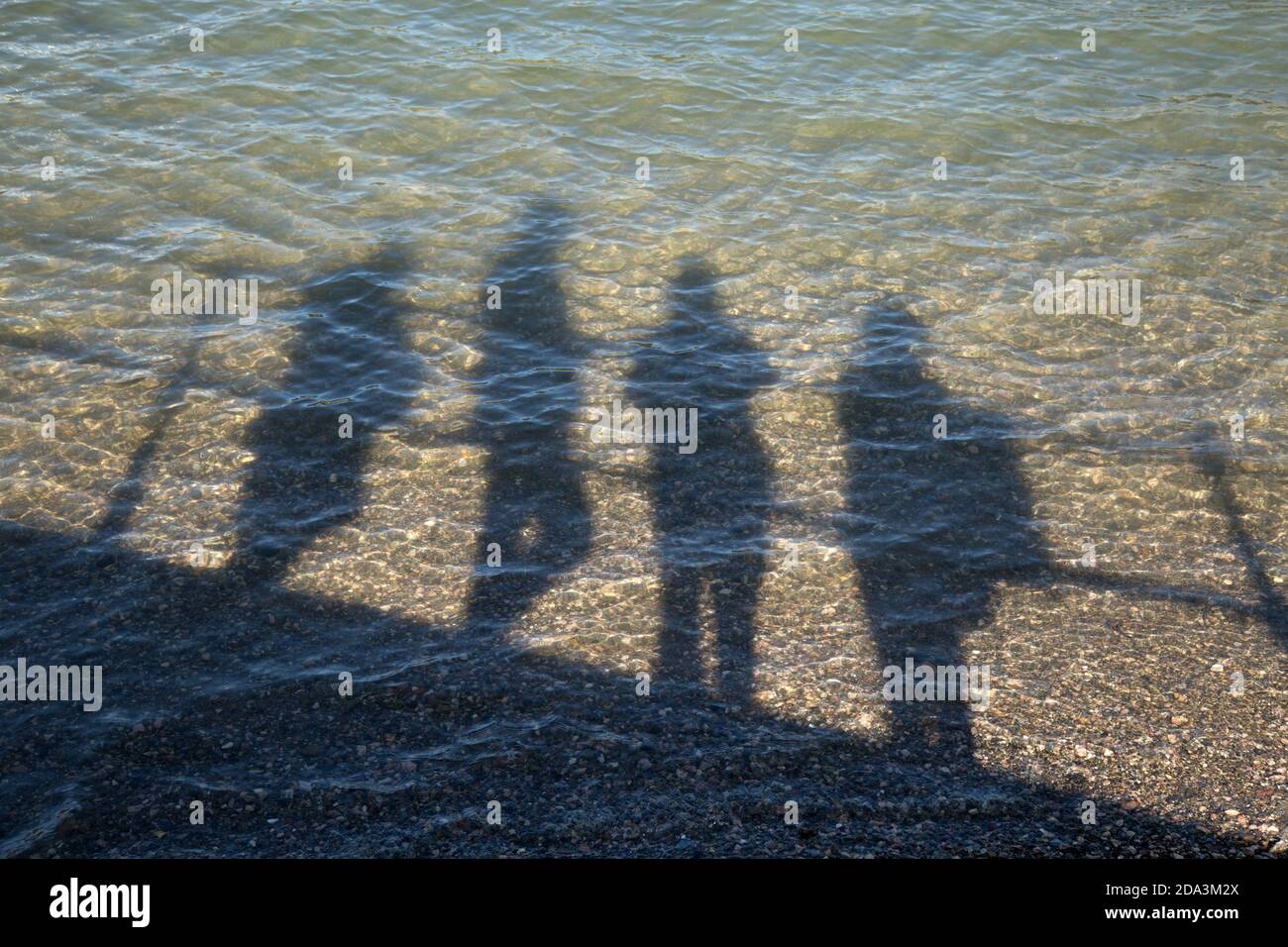 Shadows of four people in the water Stock Photo - Alamy