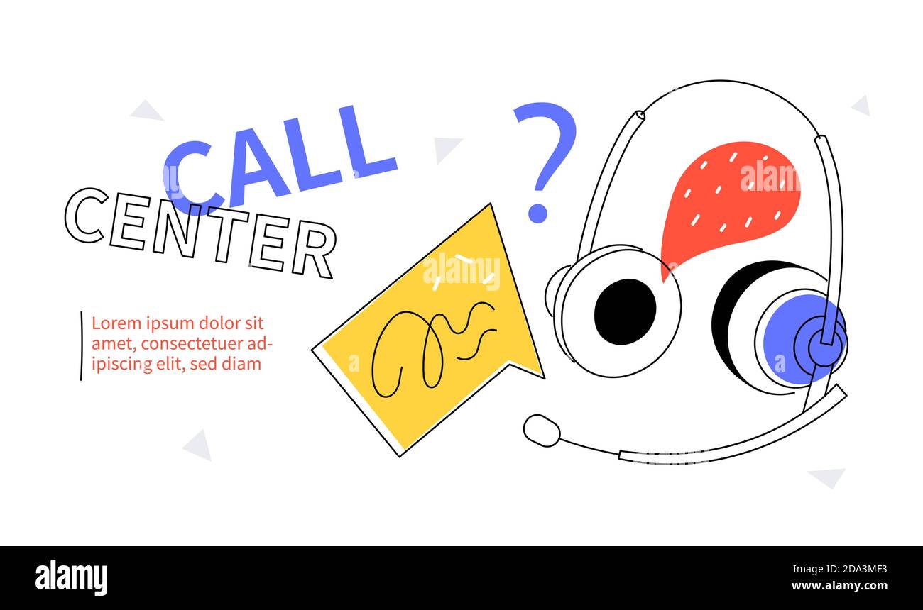 Call center - colorful flat design style web banner Stock Vector Image ...