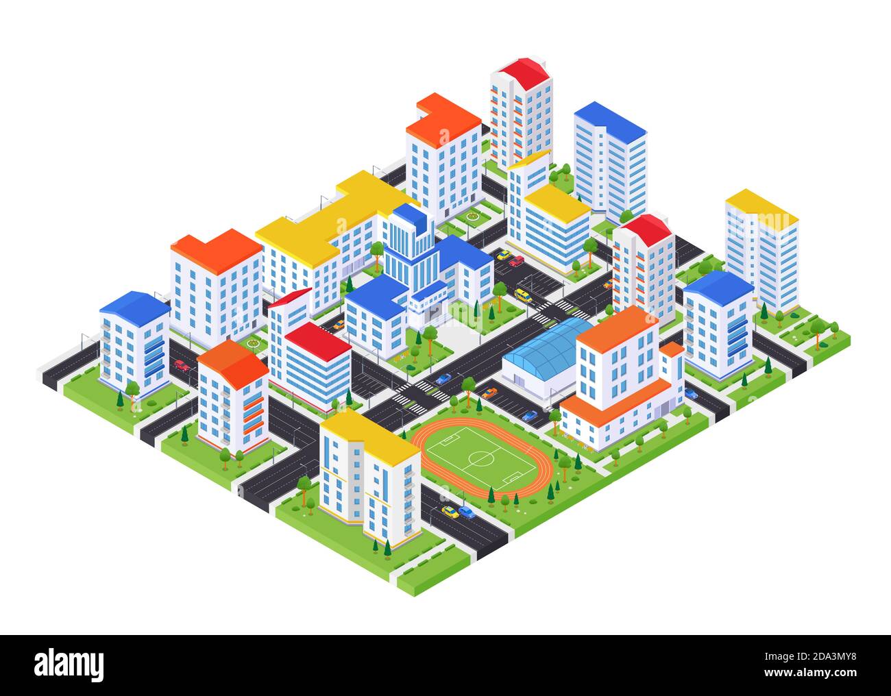 Urban landscape - modern vector colorful isometric illustration Stock ...