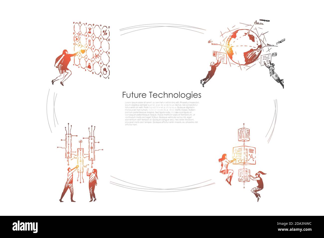 Future technologies - people pushing buttons, looking at screens and ...