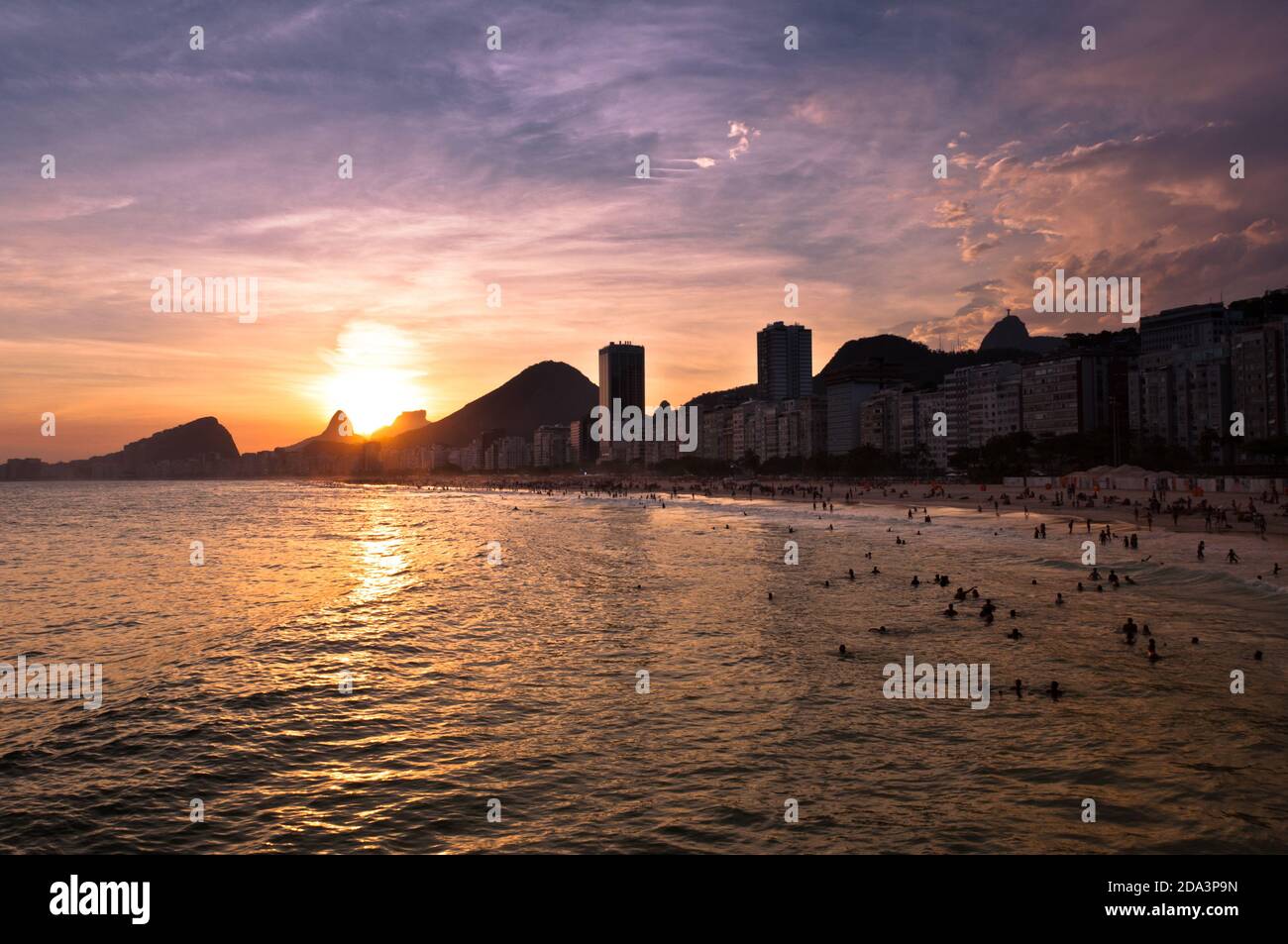 Sunset in Copacabana Beach, Rio de Janeiro, Brazil Stock Photo - Alamy