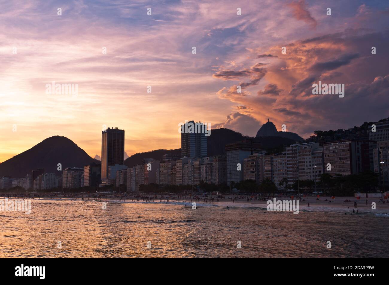 Sunset in Copacabana Beach, Rio de Janeiro, Brazil Stock Photo - Alamy