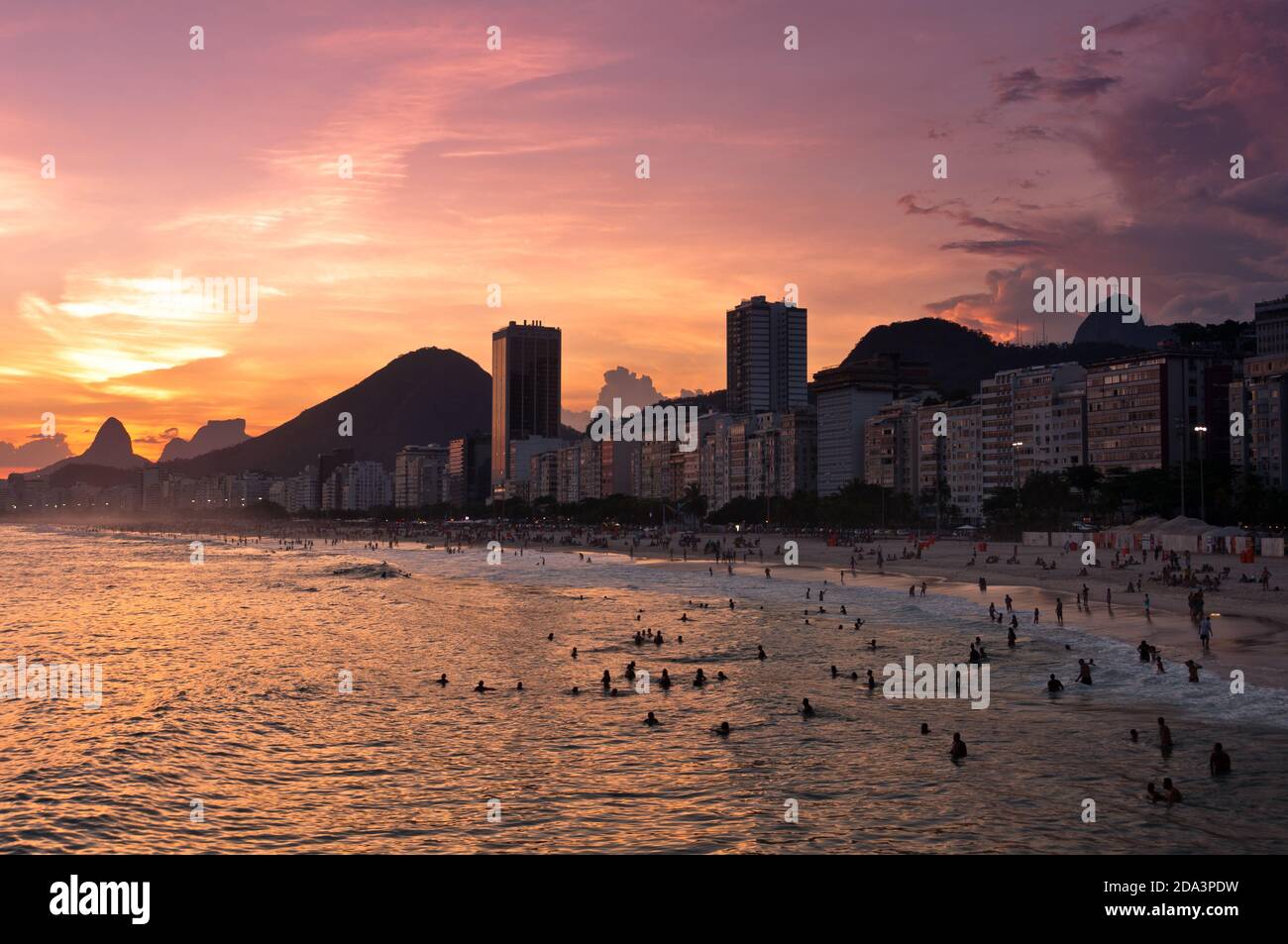 Sunset in Copacabana Beach, Rio de Janeiro, Brazil Stock Photo - Alamy