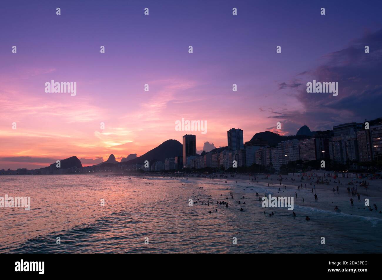 Sunset in Copacabana Beach, Rio de Janeiro, Brazil Stock Photo - Alamy