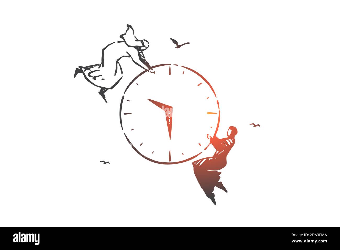 Time management, teamwork concept sketch. Hand drawn isolated vector ...
