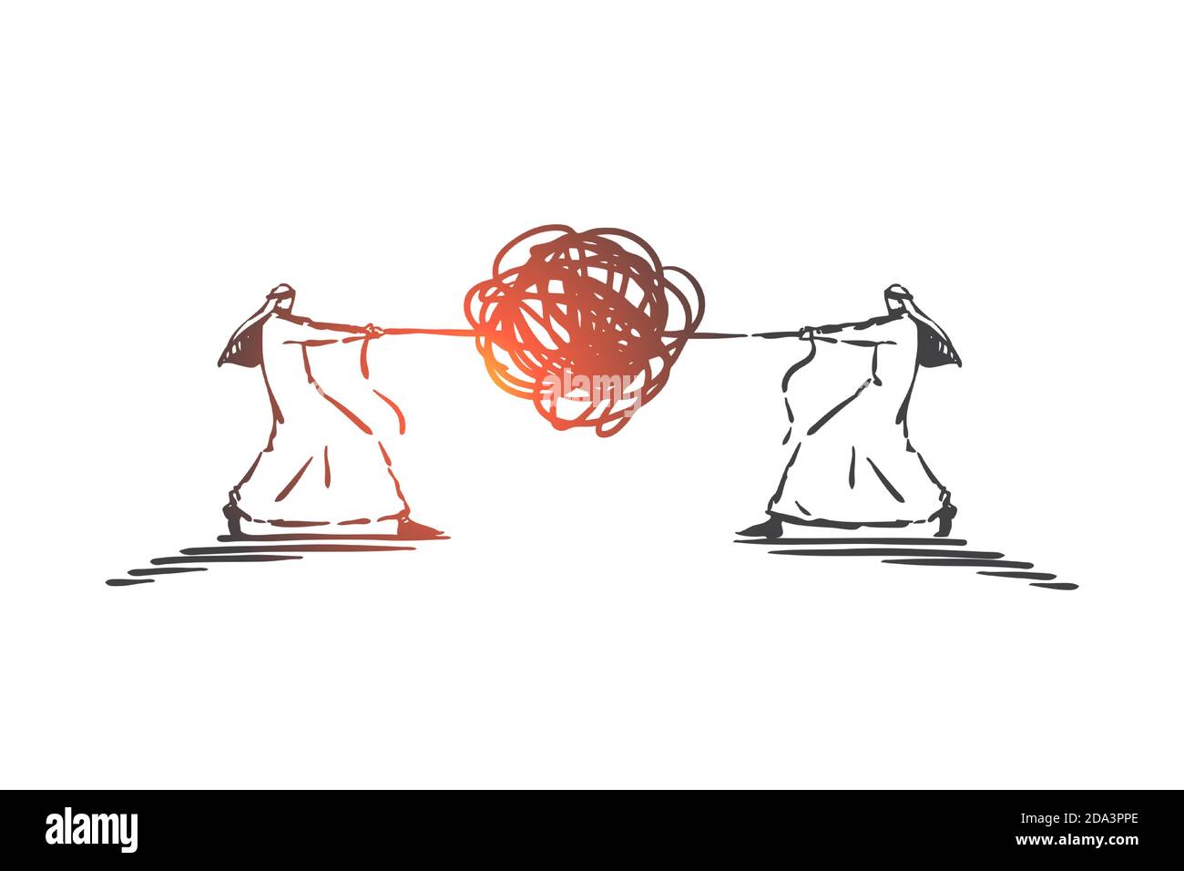 Arab men conflict, rivalry, competition concept sketch. Hand drawn ...
