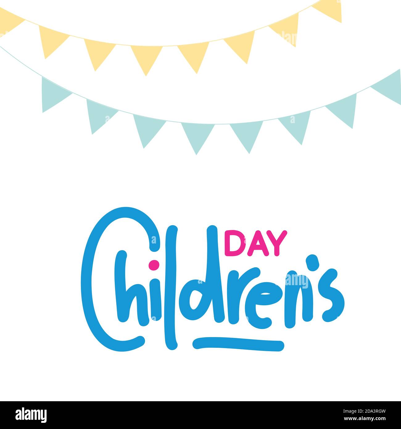 Happy Children's Day greeting card. Doodle letters on white background ...