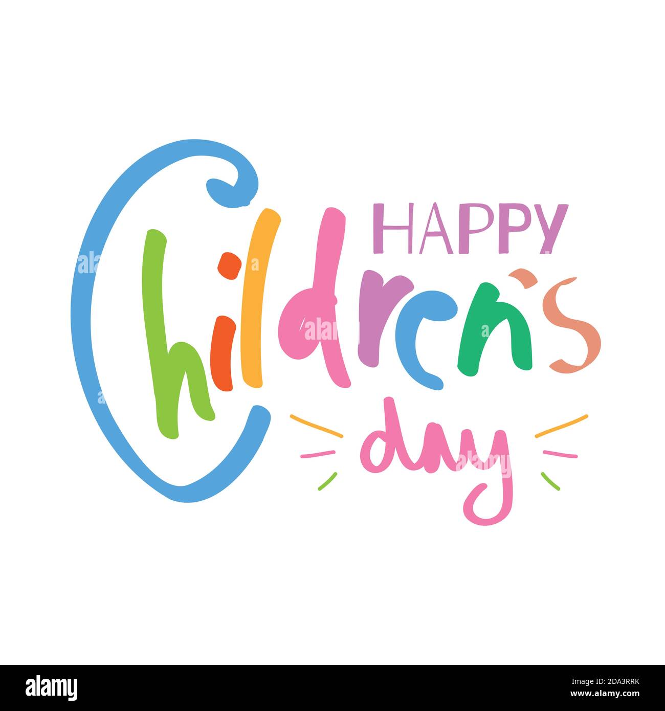 Happy Children's Day greeting card. Doodle letters on white background ...