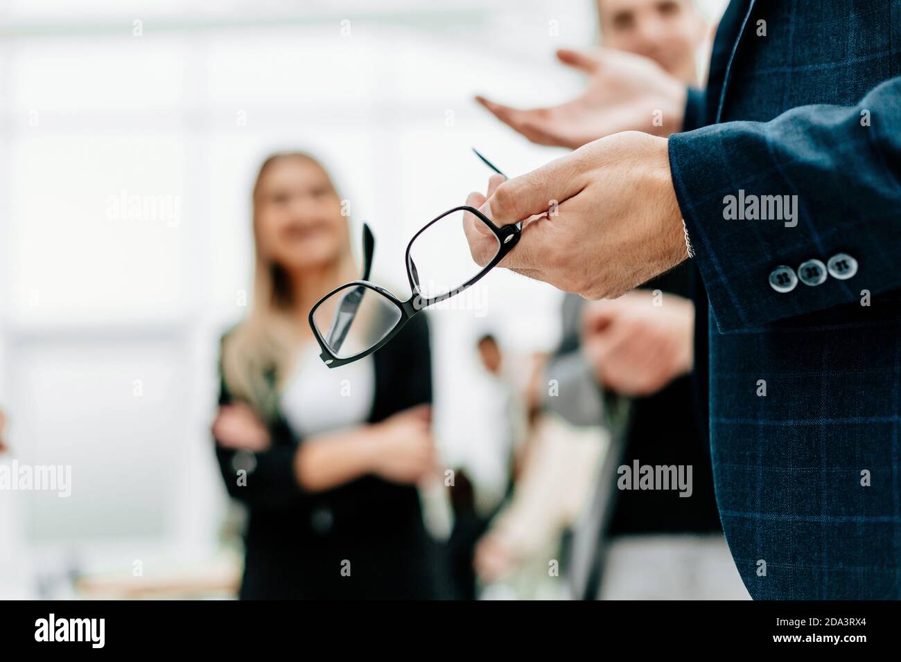 close up. business man explaining something to his colleagues Stock ...