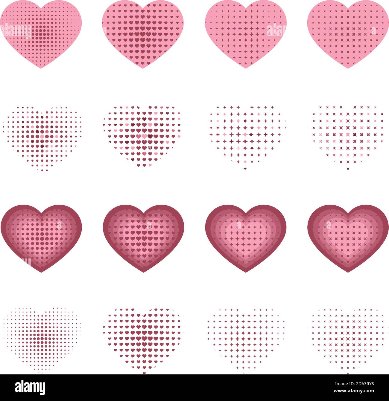 Hearts Set Vector Halftone Dynamic Symbol Stock Vector Image & Art - Alamy