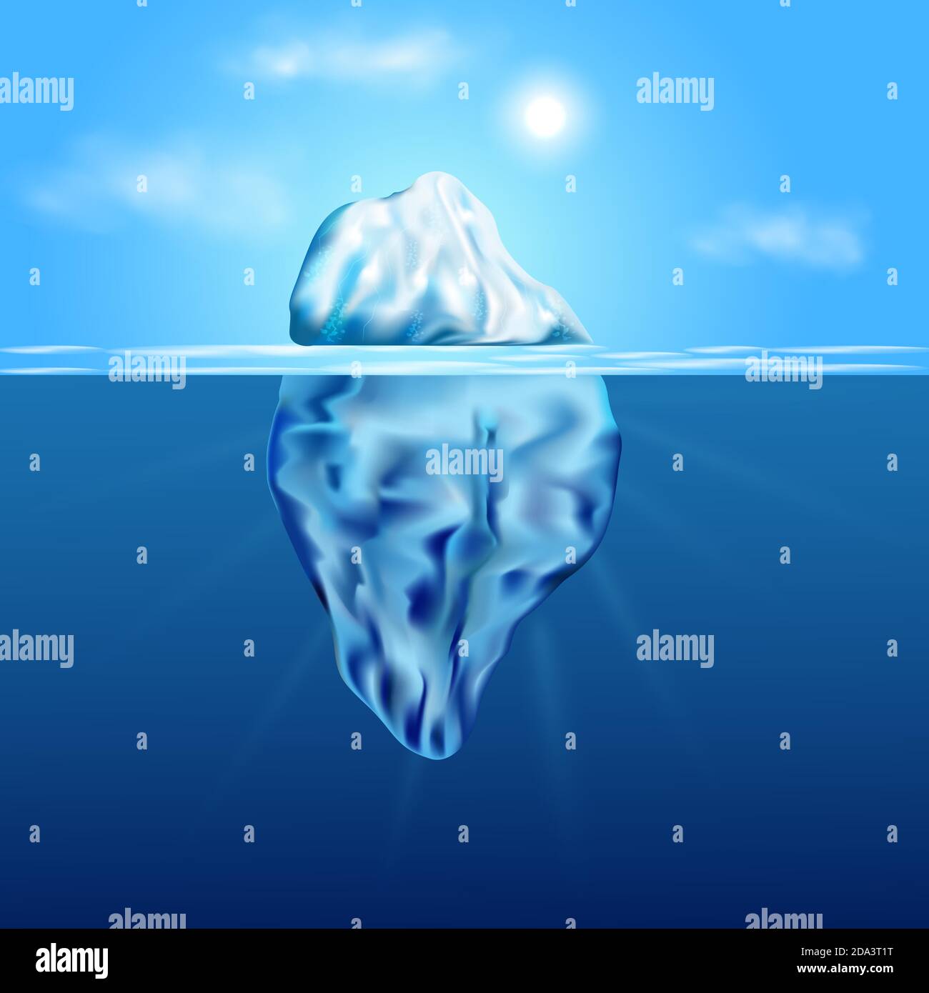 Iceberg floating among ice floes in the blue Antarctic sea Stock Vector ...