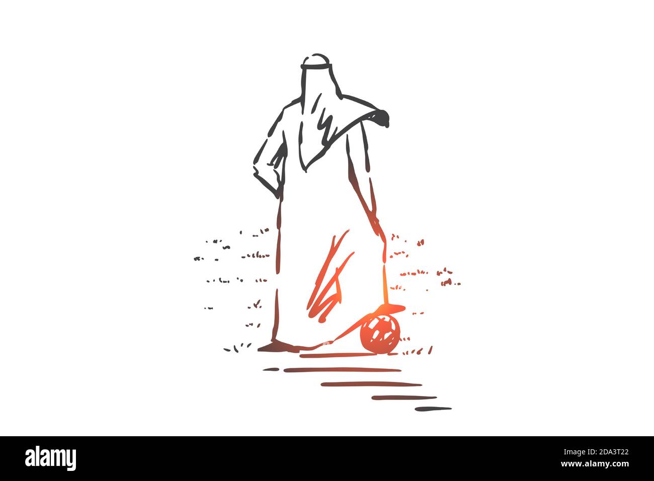 Muslim footballer concept sketch. Hand drawn isolated vector Stock ...