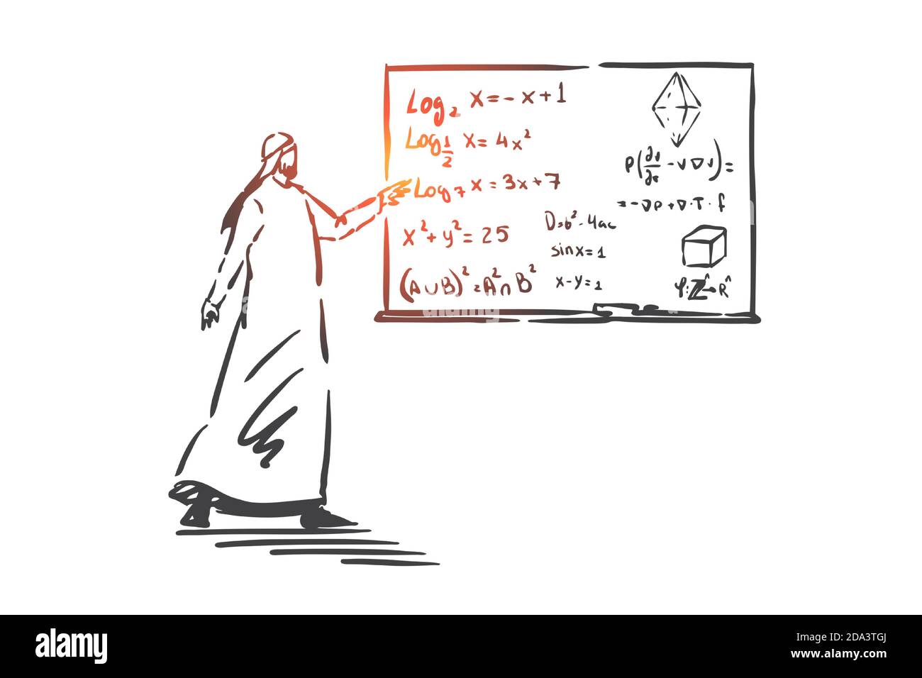 Algebra lesson, education concept sketch. Hand drawn isolated vector ...