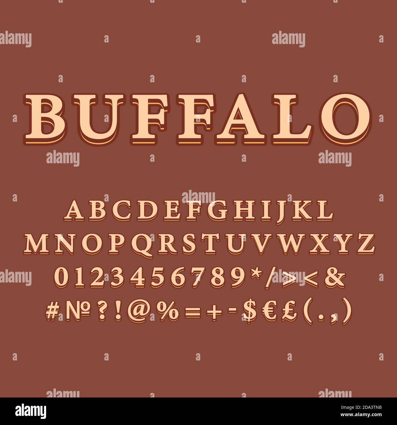 Buffalo vintage 3d vector alphabet set Stock Vector Image & Art - Alamy