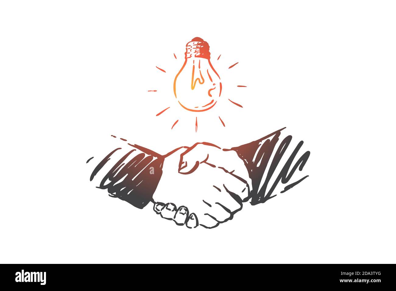 Partnership, innovation, collaboration concept sketch. Hand drawn ...