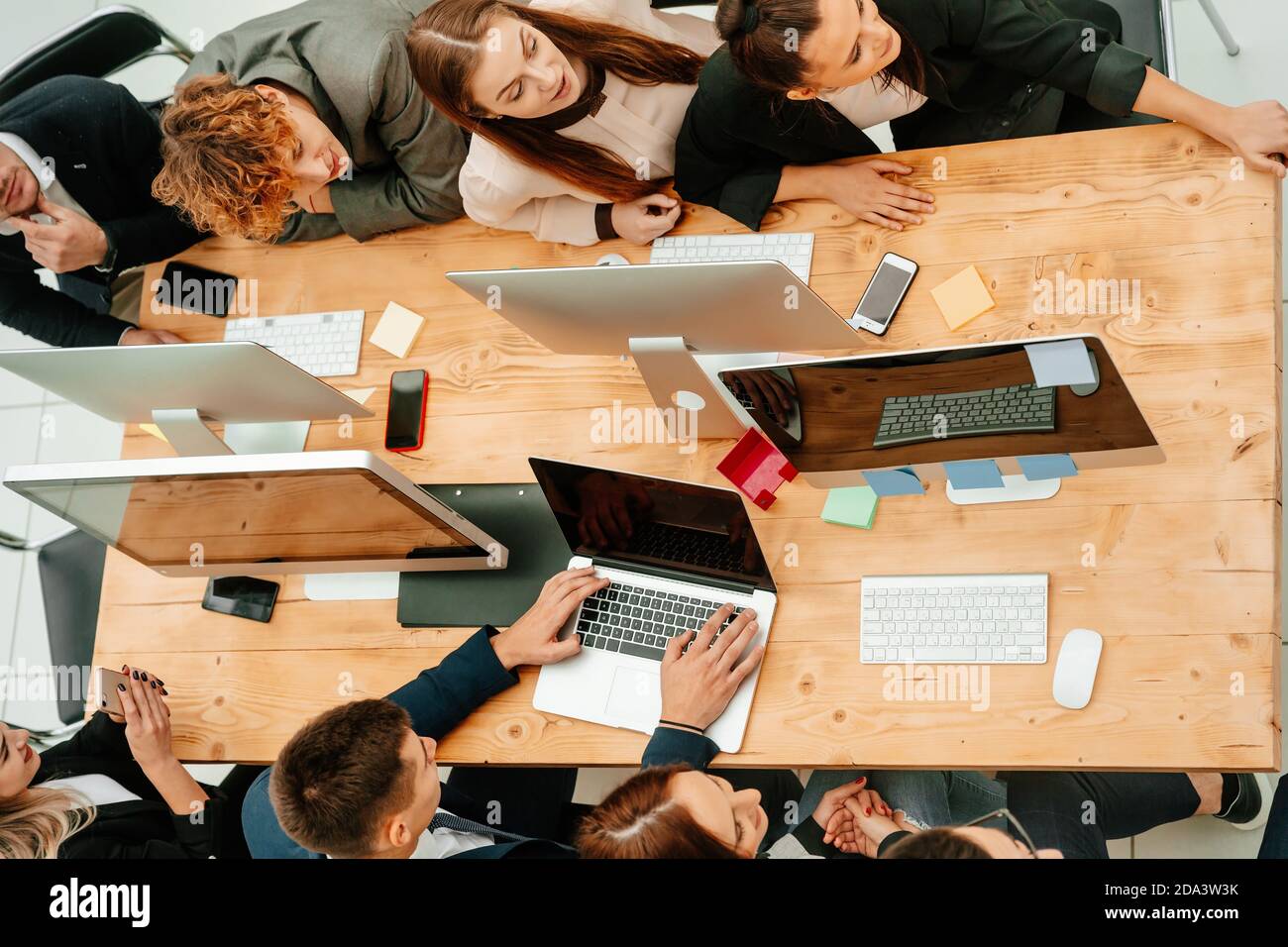 top view. business team in the workplace Stock Photo - Alamy