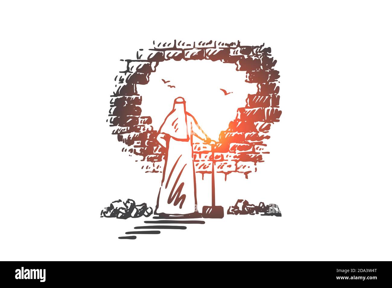 Overcoming obstacles, determination concept sketch. Hand drawn isolated ...