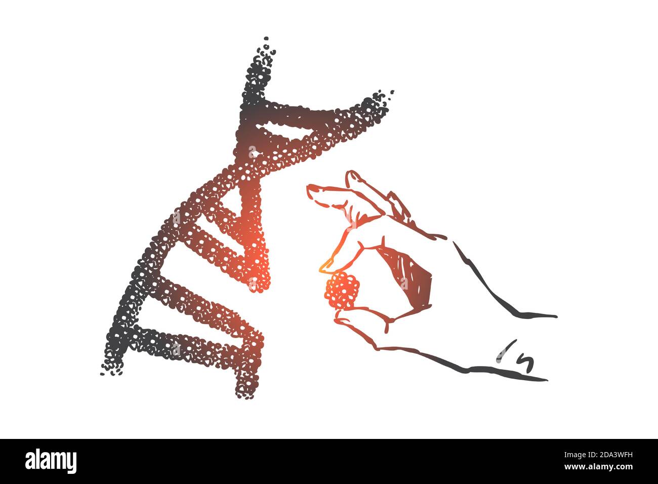 Genetic engineering science concept sketch. Hand drawn isolated vector ...