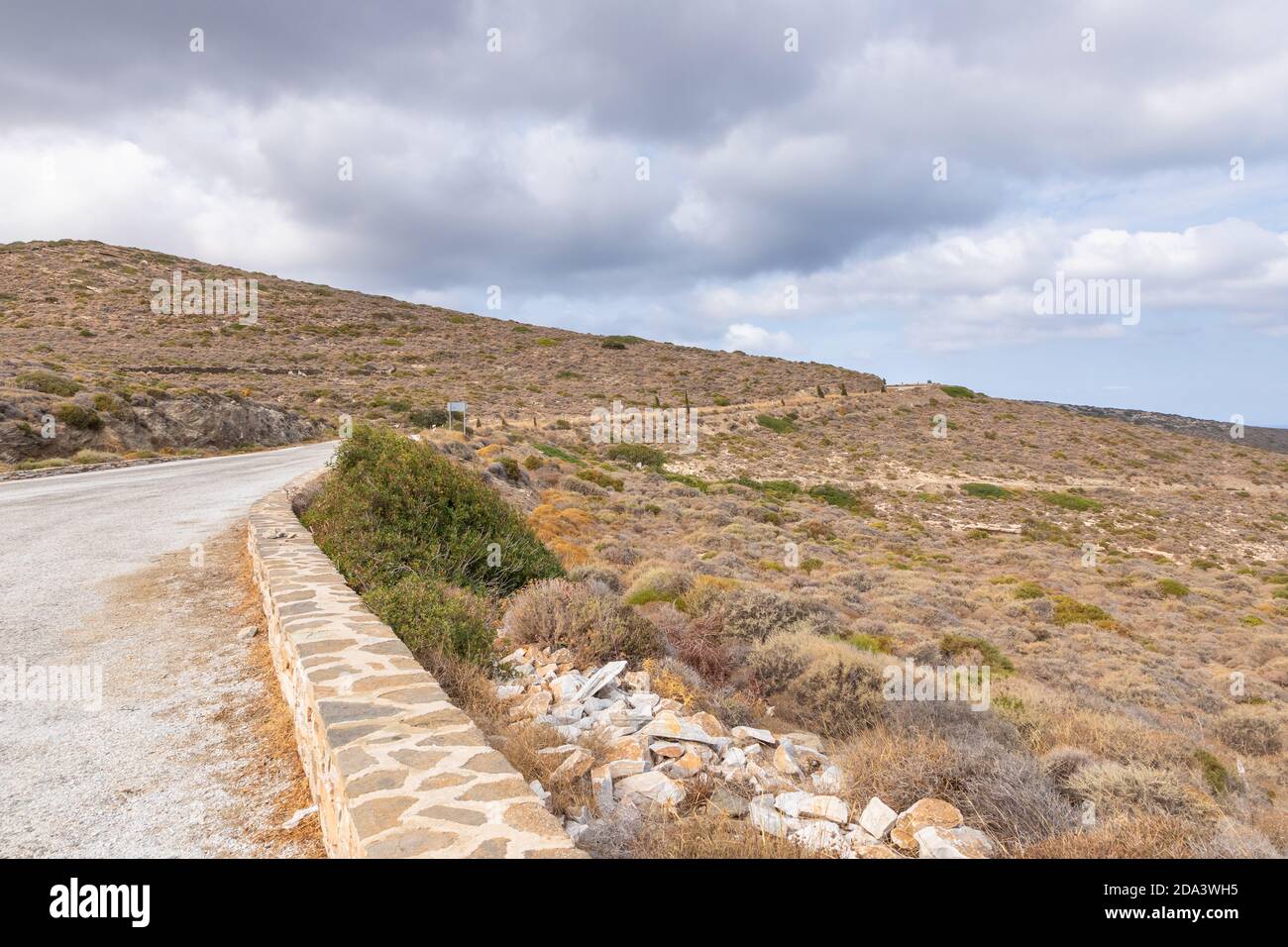 Scenic landscape view in Greek mountain, Ios Island, Cyclades ...