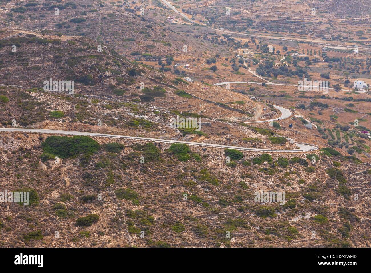 Scenic landscape view in Greek mountain, Ios Island, Cyclades ...