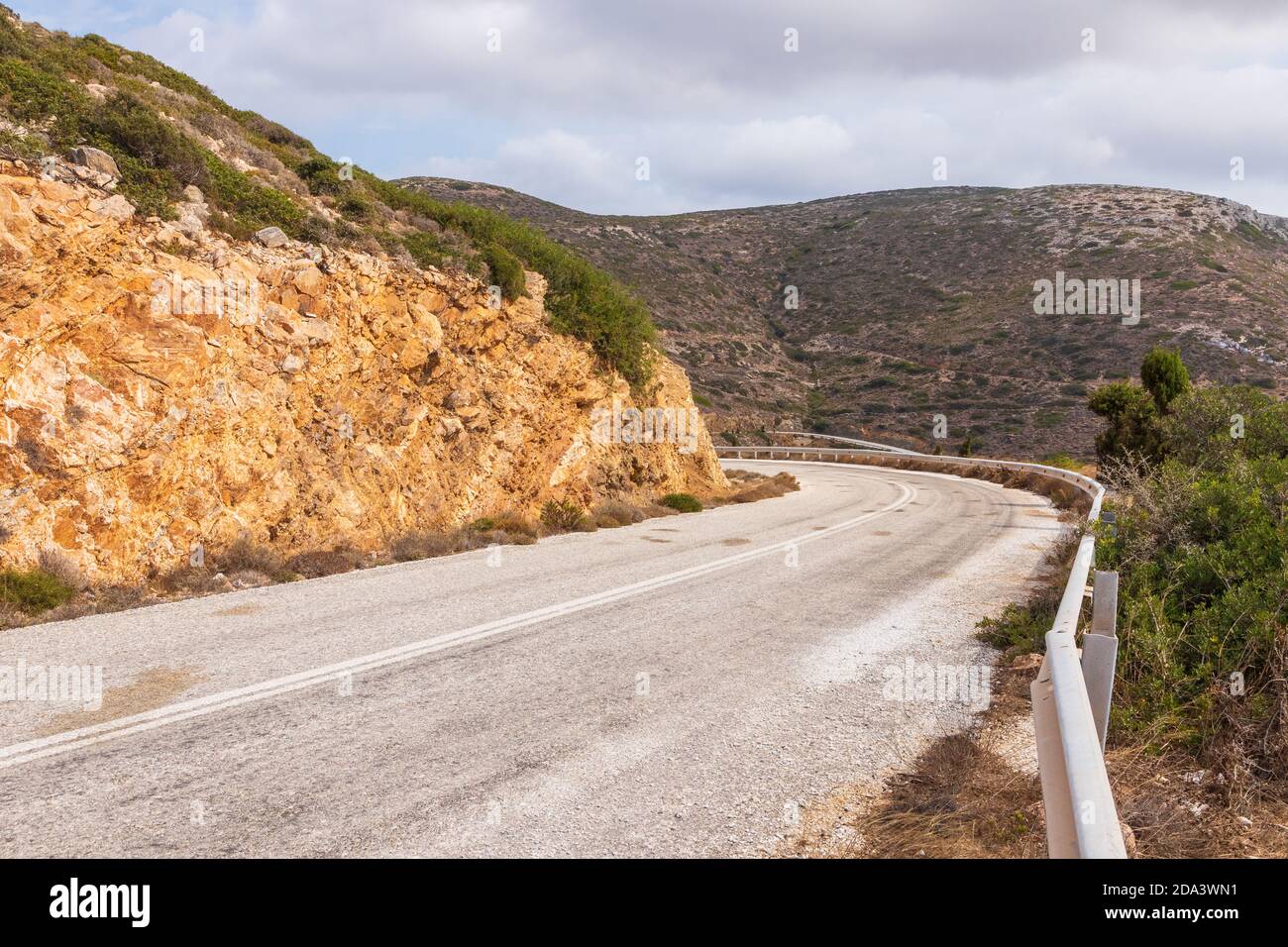 Scenic landscape view in Greek mountain, Ios Island, Cyclades ...