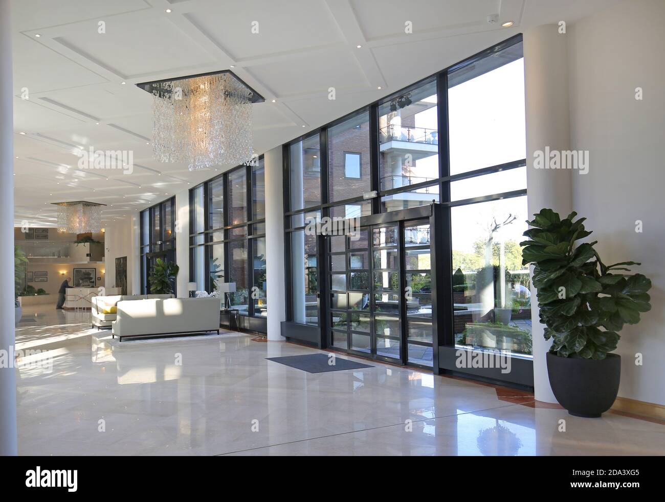 Entrance lobby to Waterside Point, a modern, luxury residential block ...