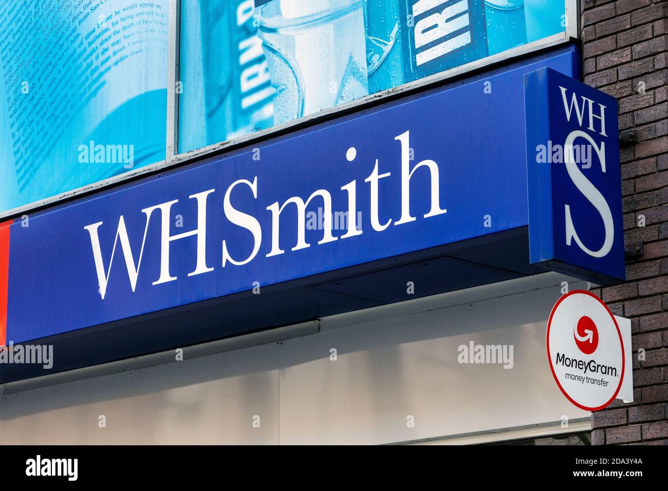 Shop logo for the high street newsagent and bookstore WH Smith, Glasgow ...