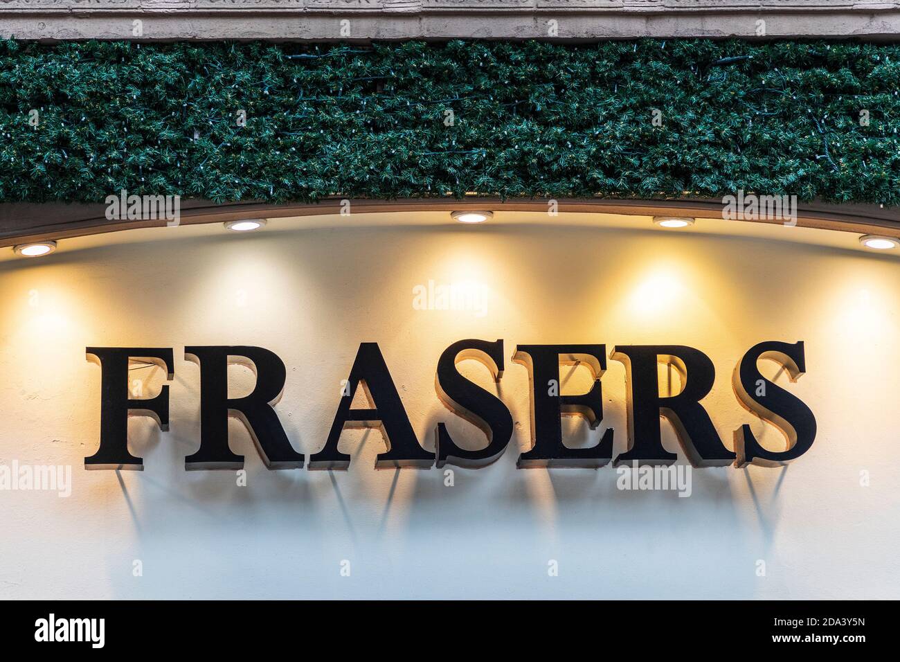 Shop sign for the major retailer Frasers, sign outside the Glasgow ...