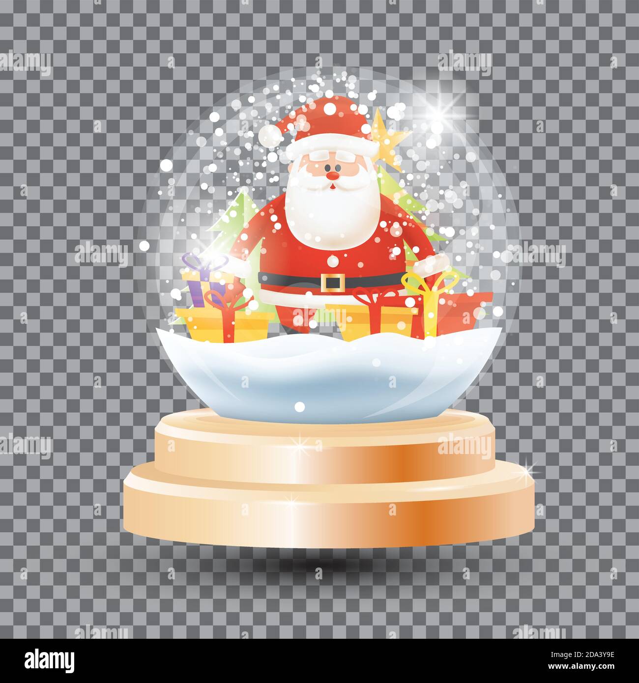 Magic Christmas Crystal Ball with Santa Claus, Gift Boxes and Fir Tree ...