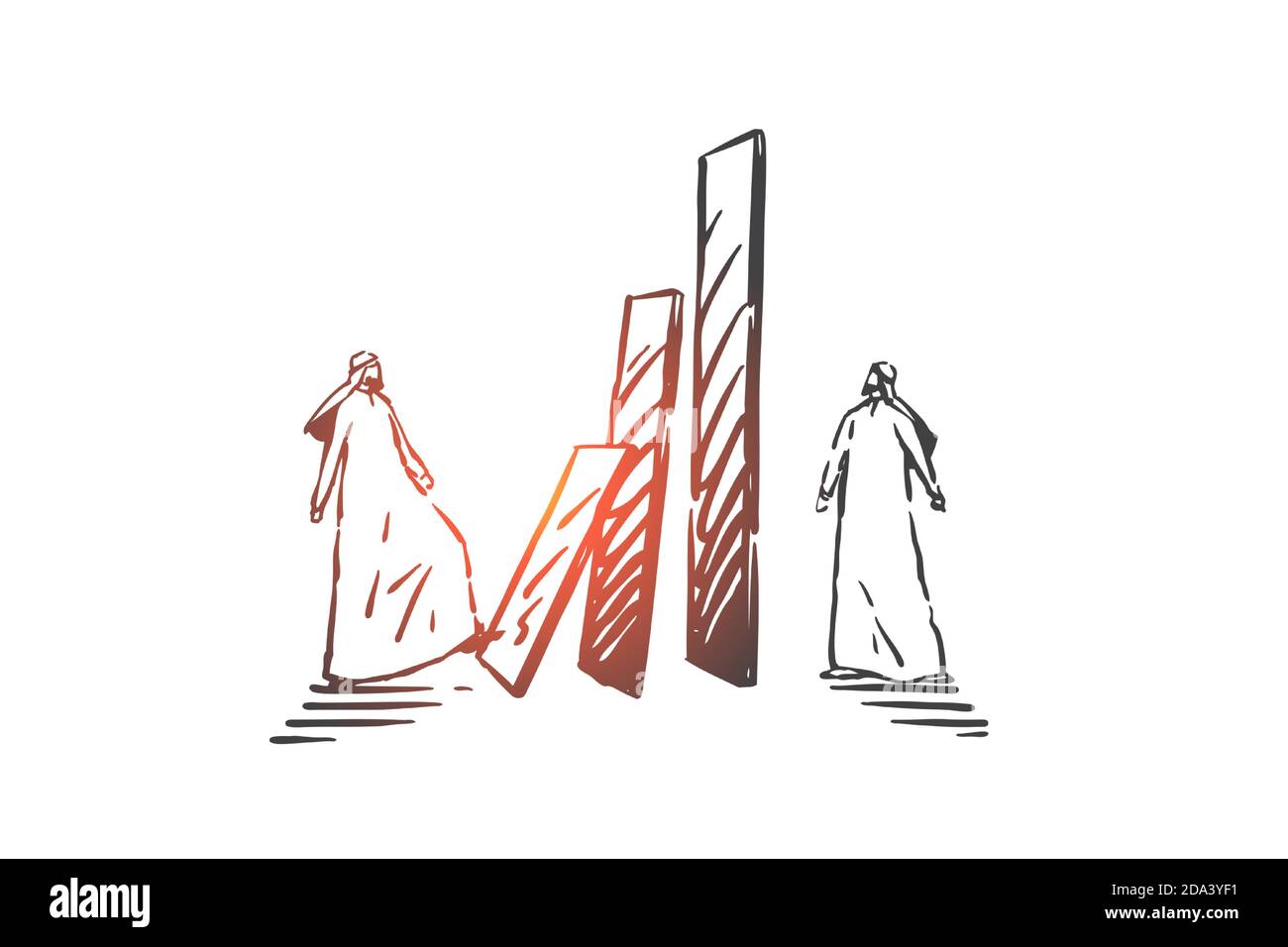 Business rivalry, competition concept sketch. Hand drawn isolated ...