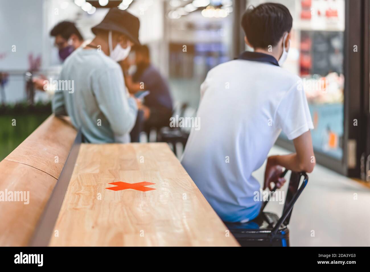 Alternative seating mark for social distance rules in the mall distance ...