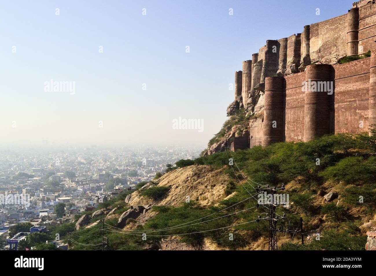 Mehrangarh Fort and view to the Blue City. Jodhpur, Rajasthan, India ...