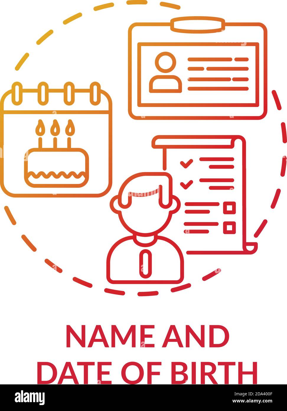 Name and date of birth concept icon Stock Vector Image & Art - Alamy