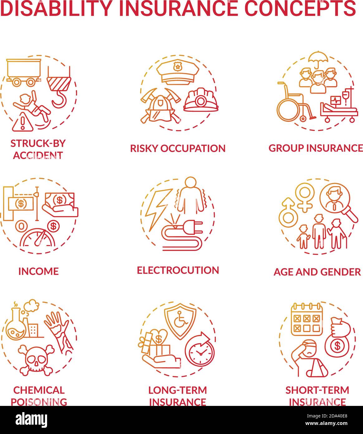 Disability insurance concept icons set Stock Vector Image & Art - Alamy
