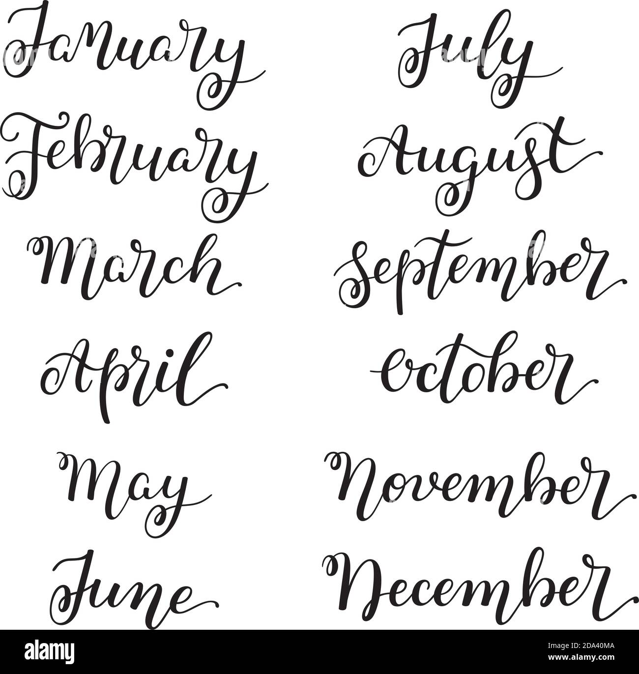 Set month of the year. Hand lettering for calendars Stock Vector Image ...