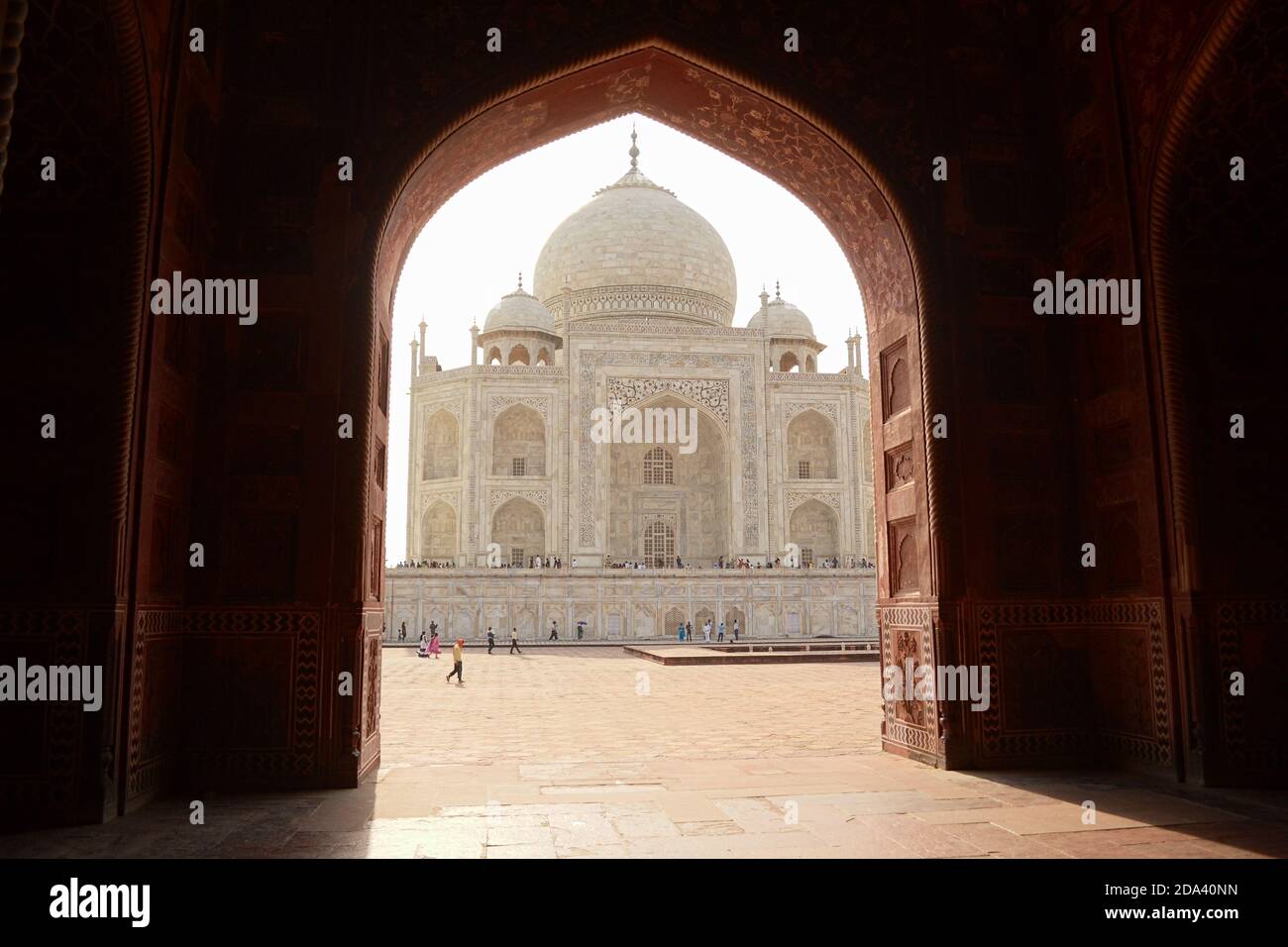 Agra, Uttar Pradesh, India - April, 2014: Side view of The Taj Mahal ...