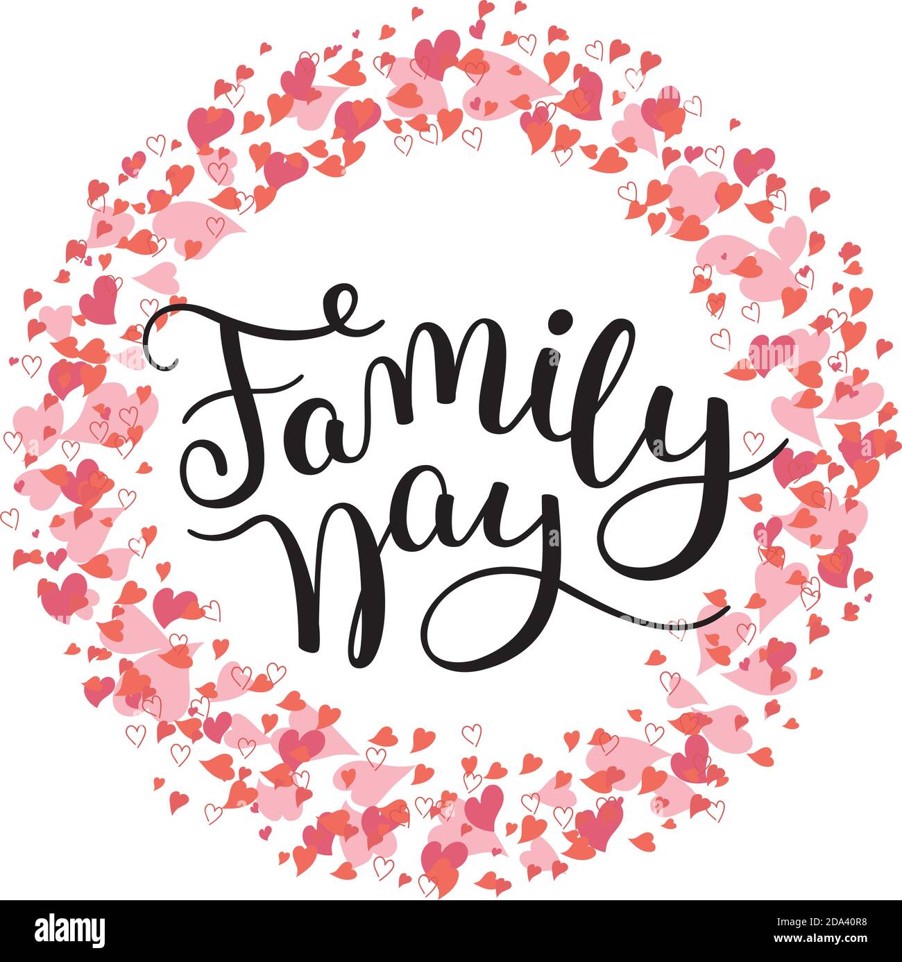 Family Day - hand lettering with heart. Template for greeting cards ...