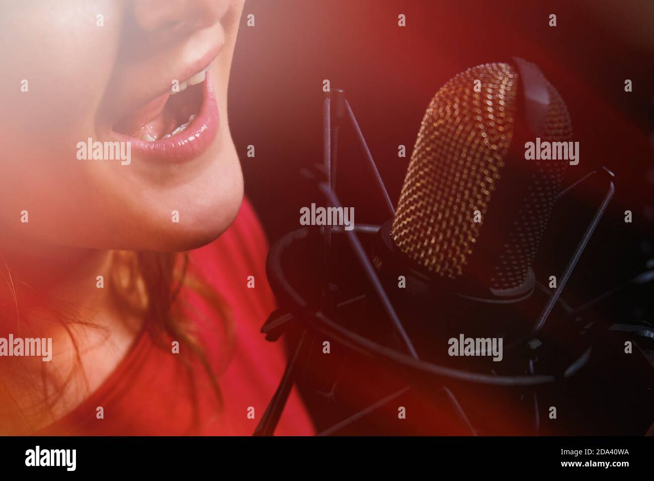 Girl in red sing hi-res stock photography and images - Alamy