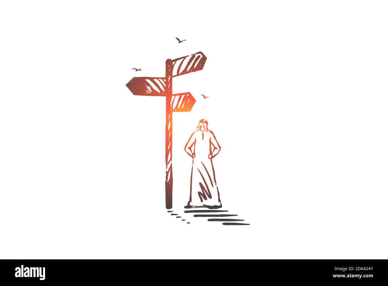 Business direction choice concept sketch. Hand drawn isolated vector ... Business direction choice concept sketch. Hand drawn isolated vector ...