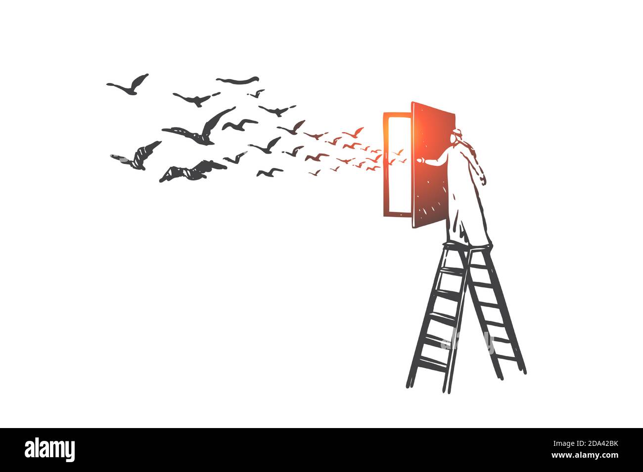 Imagination and inspiration concept sketch. Hand drawn isolated vector ...