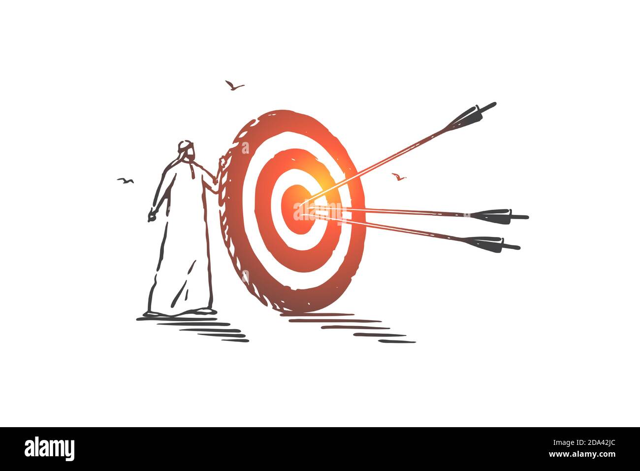 Achievement, business goals concept sketch. Hand drawn isolated vector ...