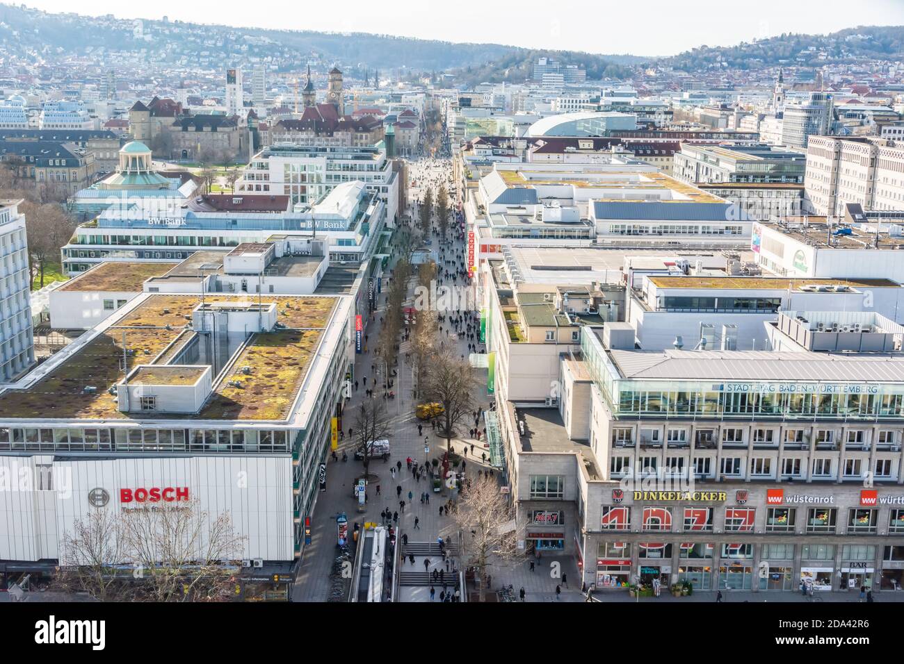 Stuttgart, Germany – January 24, 2018. View over Konigstrasse street ...