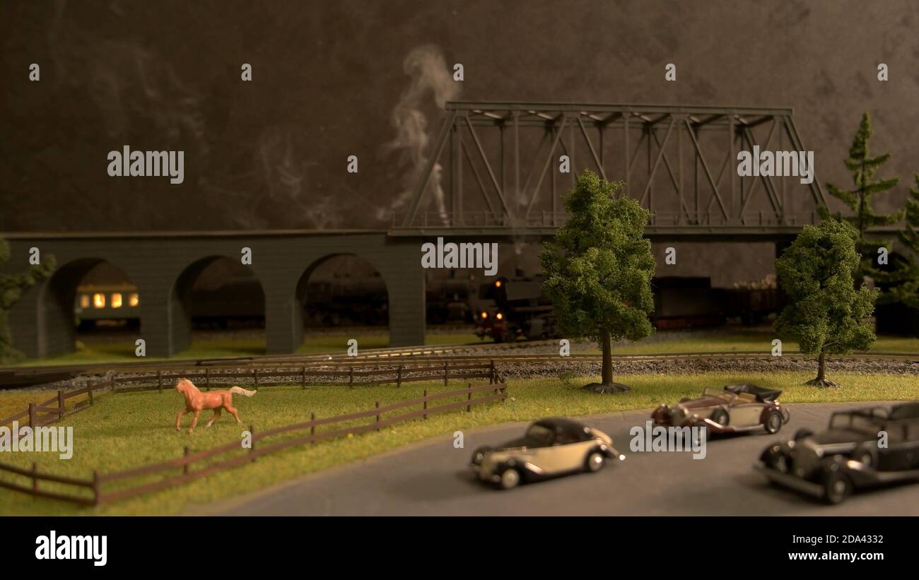 Retro miniature countryside model Stock Photo - Alamy