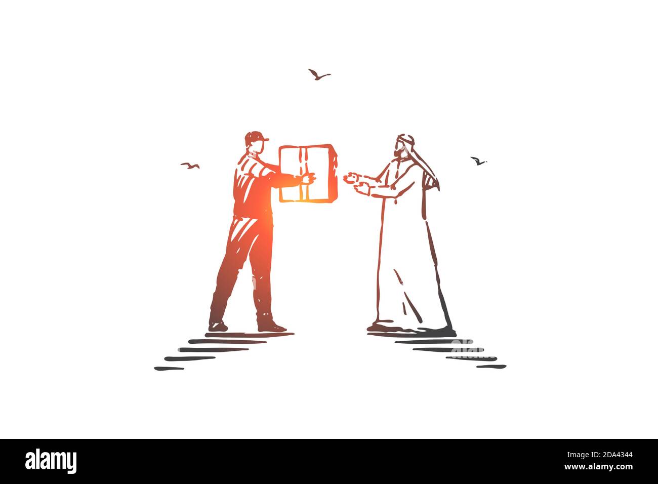 Express delivery service concept sketch. Hand drawn isolated vector ...