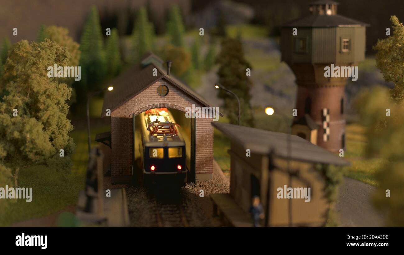 Model of retro train shed Stock Photo - Alamy