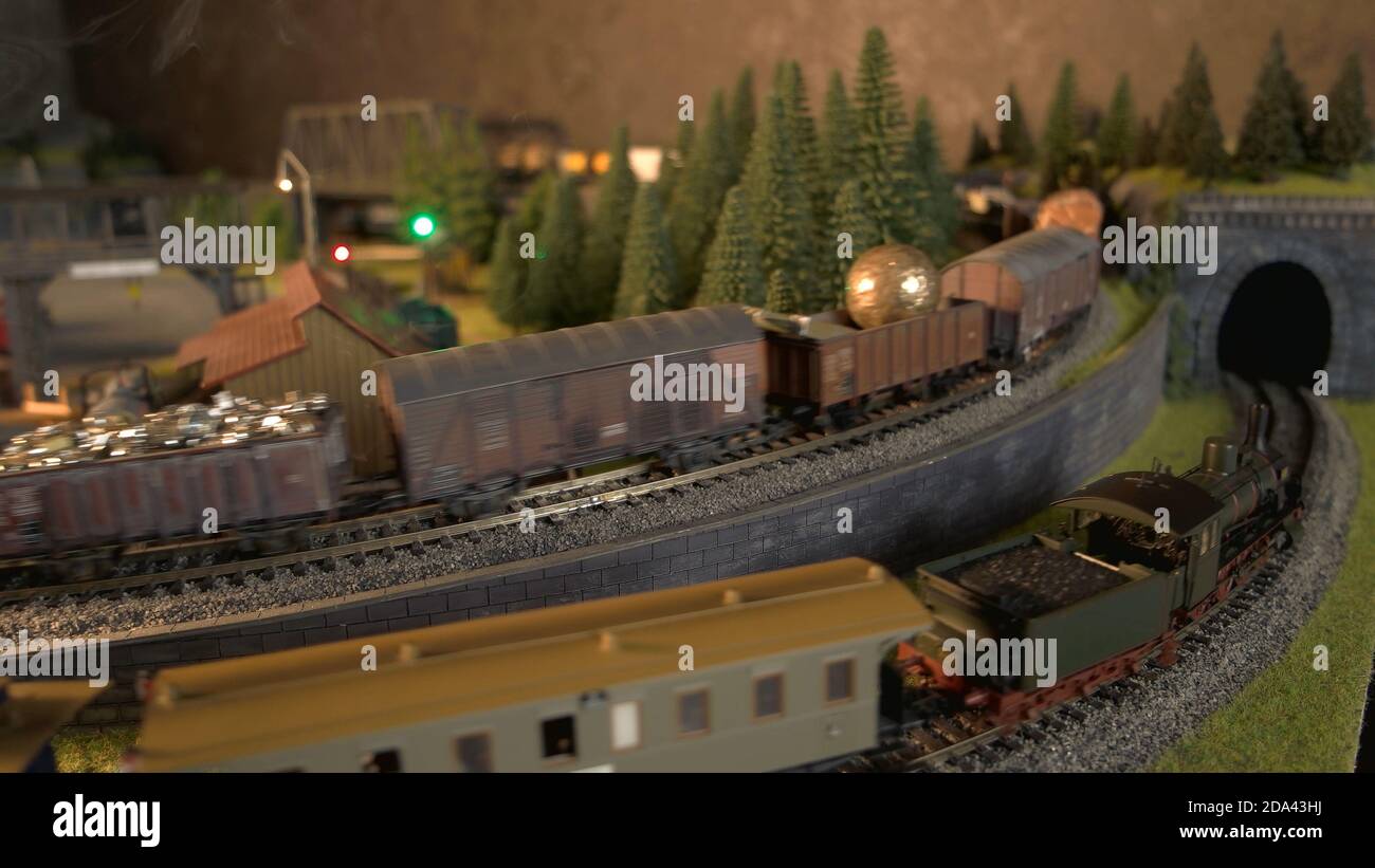 Cargo train replica model Stock Photo - Alamy