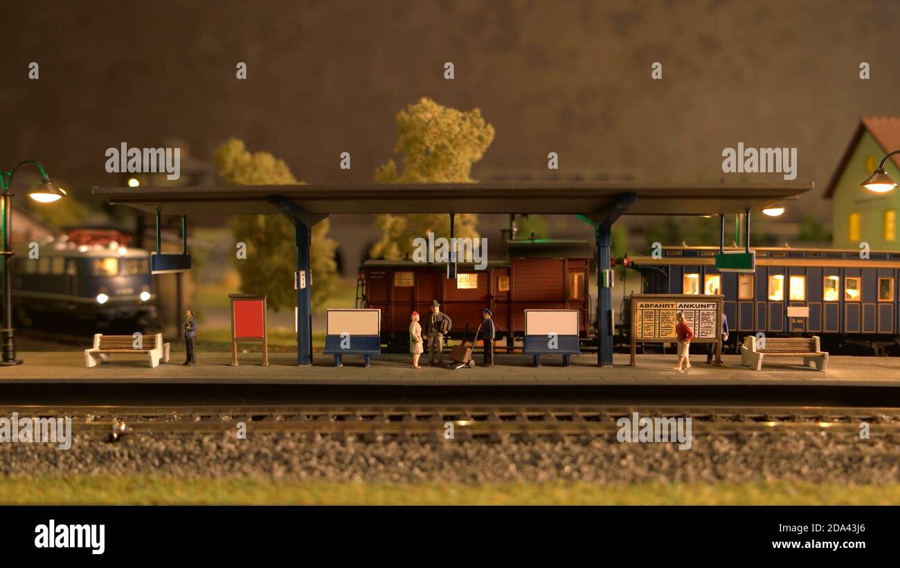 Miniature replica of railway station model Stock Photo - Alamy
