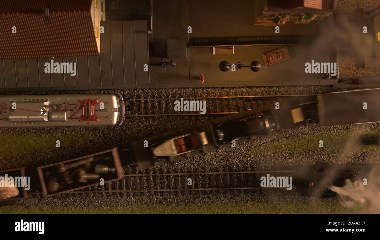 Top view retro raiilway station model Stock Photo - Alamy